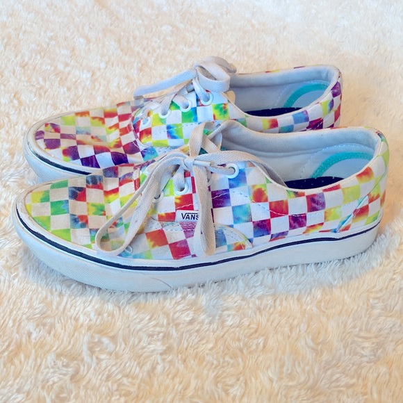 Vans | Shoes | Rainbow Checkered Vans | Poshmark